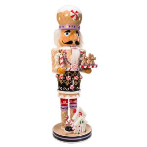 kurt adler 16-inch wooden gingerbread christmas nutcracker (color may vary),brown/beige