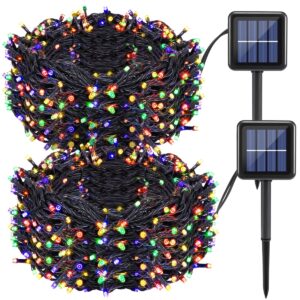 multicolor christmas lights outdoor, 440led solar christmas lights outdoor waterproof for outdoor christmas decorations, each 78ft christmas solar string lights for outside, christmas decor tree 2pack