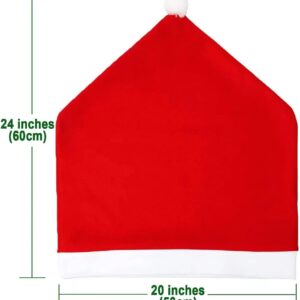 IXI 4-Pieces Christmas Chair Covers - Red Non-Woven Fabrics Santa Claus Hat Chair Back Covers for Xmas Decor