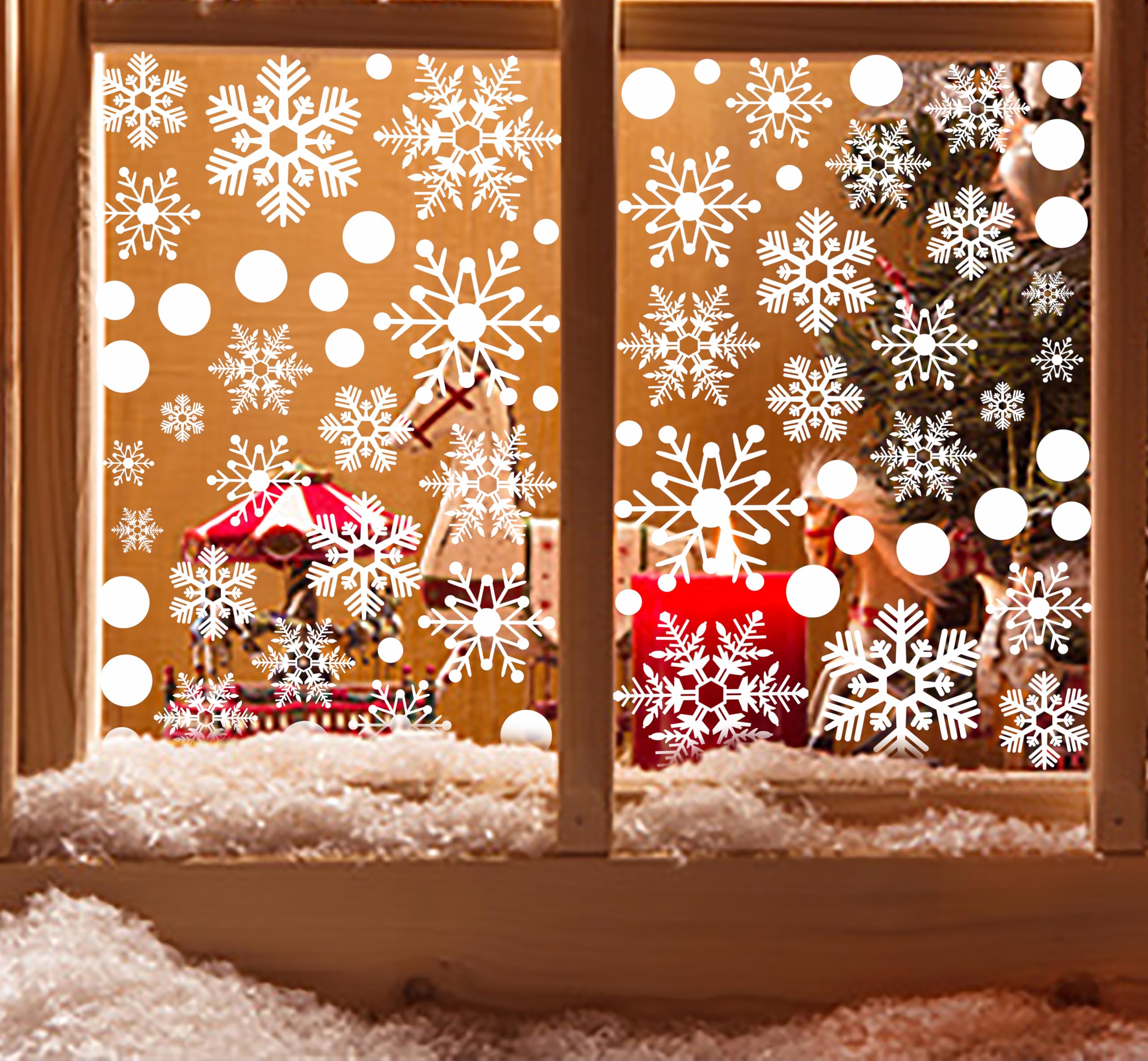 321pcs Christmas Window Clings for Glass Windows 9sheets Christmas Window Decals Snowflakes Christmas Decorations Christmas Window Stickers for Kids Holiday Window Clings Winter Decorations