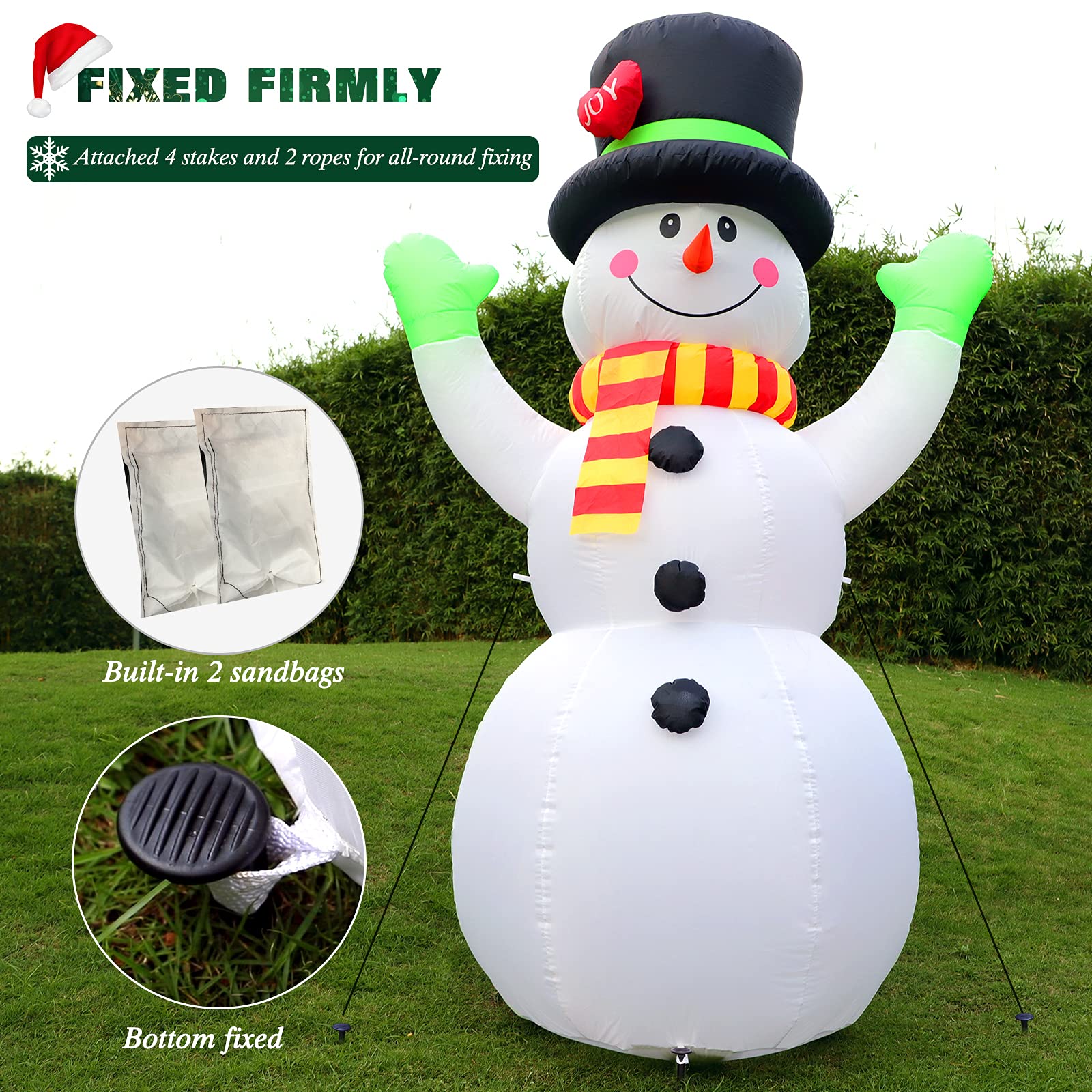 7 FT Christmas Inflatables Giant Snowman Outdoor Decorations, Blow up Snow Man Yard Decor Built-in Bright LED Light Wear Magic Hat, Weatherproof Holiday for Garden Patio Lawn Party Xmas Gifts