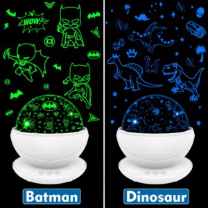 VANSHINIEER Batman Night Light Projector for Kids Dinosaur Toys for Boys, Superman Baby Night Light for Christmas Birthday Gift, 360 Degree Rotation, Party Festival Decor