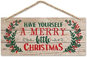 wttorde christmas door hanging sign，big wall wood winter decorations signs，indoor outdoor decorative ornament for home, classroom, office（7 x 13.8x 0.2 inches）