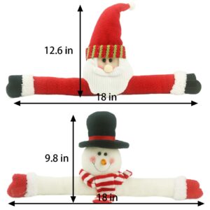 Ogrmar 2 Pack Christmas Curtain Buckle Doll Santa & Snowman Creative Curtain Tieback Hold back Fastener,Christmas Wine Bottle Topper for Xmas Holiday Home Window Decoration (Red and White)