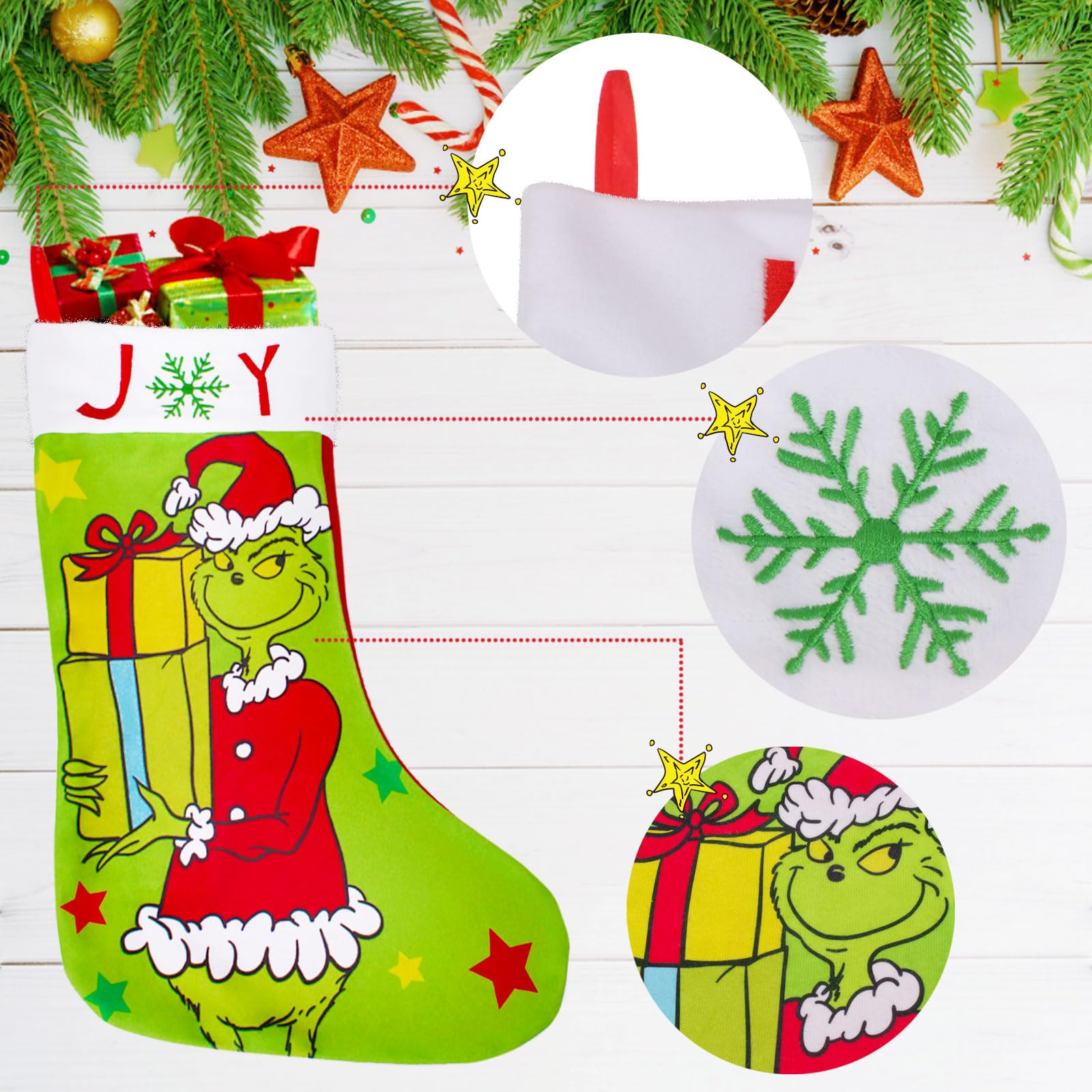 GYGOT 4 Pack Christmas Stocking,18 Inch Large Christmas Stockings Christmas Decorations for Family Holiday Party Decor