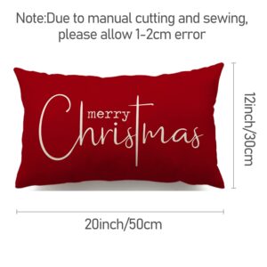 Christmas Throw Pillow Covers 12x20 Inch Set of 2 Merry Christmas Farmhouse Decorations Believe Holiday Decor Throw Cushion Case for Home Couch