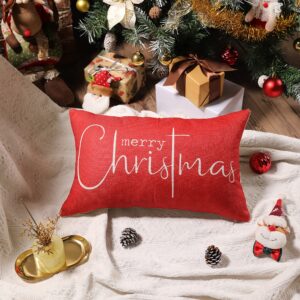 Christmas Throw Pillow Covers 12x20 Inch Set of 2 Merry Christmas Farmhouse Decorations Believe Holiday Decor Throw Cushion Case for Home Couch