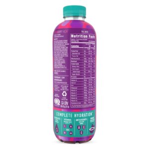 Roar Organic Electrolyte Infusions - USDA Organic - Blueberry Acai - with Antioxidants, B Vitamins, Low-Calorie, Low-Sugar, Low-Carb, Coconut Water Infused Beverage 18 Fl Oz (Pack of 12)