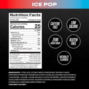 PRIME HYDRATION+ Sticks ICE POP | Hydration Powder Single Serve Sticks | Electrolyte Powder On The Go | Low Sugar | Caffeine-Free | Vegan | 48 Sticks