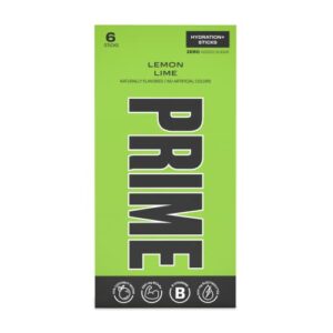 PRIME HYDRATION+ Sticks Lemon Lime | Hydration Powder Single Serve Sticks | Electrolyte Powder On The Go | Low Sugar | Caffeine-Free | Vegan | 6 Sticks