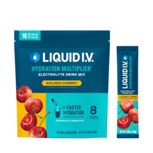 liquid i.v.® hydration multiplier® - golden cherry - hydration powder packets | electrolyte powder drink mix | convenient single-serving sticks | non-gmo | 1 pack (16 servings)