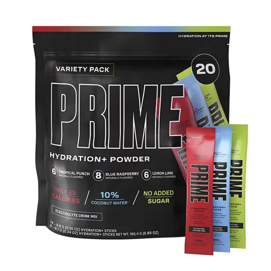 Prime Hydration+ Electrolyte Powder Mix Sticks Variety - (20 Pack)