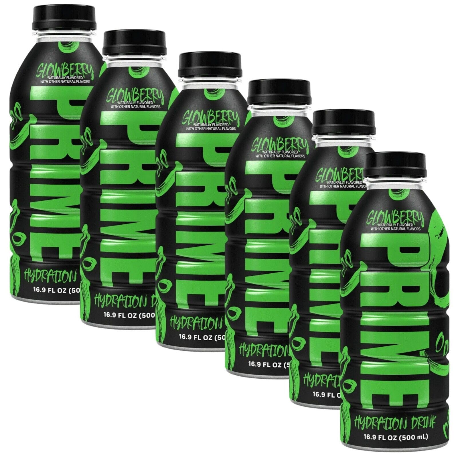 Prime Hydration Sports Drink by Logan Paul & KSI Glowberry - 500ml Bottle 6 Pack