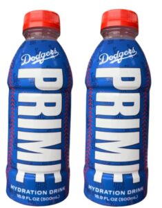 prime sports drink los angeles dodgers new limited edition - two (2) bottles of 16.9fl oz hydration beverage. logan paul