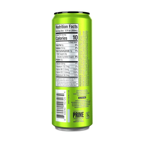 PRIME Energy LEMON LIME | Zero Sugar Energy Drink | Preworkout Energy | 200mg Caffeine with 355mg of Electrolytes and Coconut Water for Hydration| Vegan | Gluten Free |12 Fluid Ounce | 24 Pack