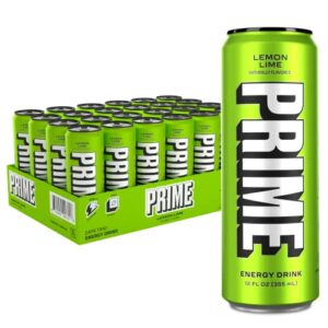 prime energy lemon lime | zero sugar energy drink | preworkout energy | 200mg caffeine with 355mg of electrolytes and coconut water for hydration| vegan | gluten free |12 fluid ounce | 24 pack