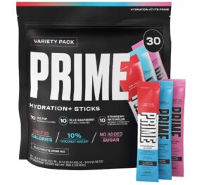 prime hydration+ sticks electrolyte drink mix, variety pack, 30 pack