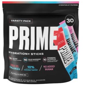 Prime Hydration+ Sticks Electrolyte Drink Mix, Variety Pack, 30 pack