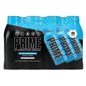 prime hydration drink "blue raspberry" 16.9oz - 8 pack