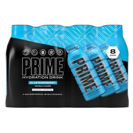 Prime Hydration Drink "Blue Raspberry" 16.9oz - 8 Pack