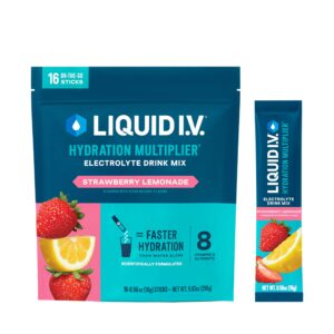 liquid i.v.® hydration multiplier® - strawberry lemonade - hydration powder packets | electrolyte powder drink mix | convenient single-serving sticks | non-gmo | 1 pack (16 servings)