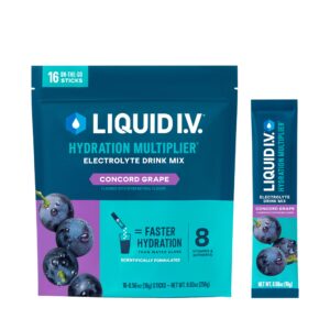 liquid i.v.® hydration multiplier® - concord grape - hydration powder packets | electrolyte powder drink mix | convenient single-serving sticks | non-gmo | 1 pack (16 servings)