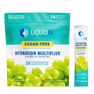 liquid i.v.® hydration multiplier® sugar-free - green grape - hydration powder packets | electrolyte powder drink mix | convenient single-serving sticks | non-gmo | 14 servings (pack of 1)