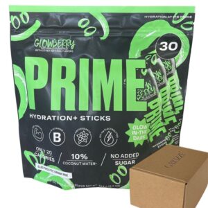 prime hydration+ electrolyte drink mix sticks limited edition glowberry (30 pack)