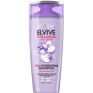 l'oreal paris elvive hyaluron plump hydrating shampoo for dehydrated, dry hair infused with hyaluronic acid care complex, paraben-free, 12.6 fl oz