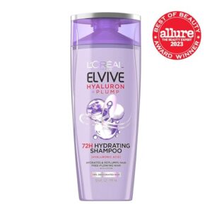 L'Oreal Paris Elvive Hyaluron Plump Hydrating Shampoo for Dehydrated, Dry Hair Infused with Hyaluronic Acid Care Complex, Paraben-Free, 12.6 Fl Oz