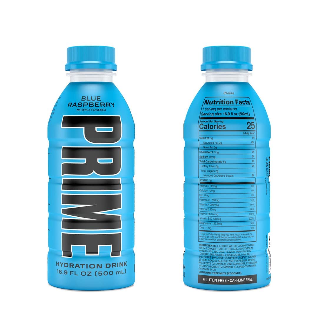 Prime Hydration Drink 6 Flavor Variety 12 Pack (2 of each flavor) Lemon Lime, Tropical Punch, Blue Raspberry, Orange, Grape & Ice Pop W/ Tip The Scales sticker