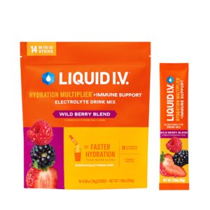 liquid i.v.® hydration multiplier® +immune support - wild berry - hydration powder packets | electrolyte powder drink mix | convenient single-serving sticks | non-gmo |14 servings (pack of 1)