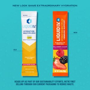 Liquid I.V.® Hydration Multiplier® +Immune Support - Wild Berry - Hydration Powder Packets | Electrolyte Powder Drink Mix | Convenient Single-Serving Sticks | Non-GMO |14 Servings (Pack of 1)