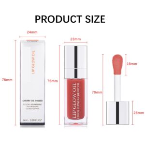 Fovcos Hydrating Lip Glow Oil, Moisturizing Lip Glow Oil, Lip Plumper Gloss, Transparent Lip Gloss, Lip Oil, Plumping Lip Oil, Lip Balm, Tinted Lip Balm Lip Care (Pink)