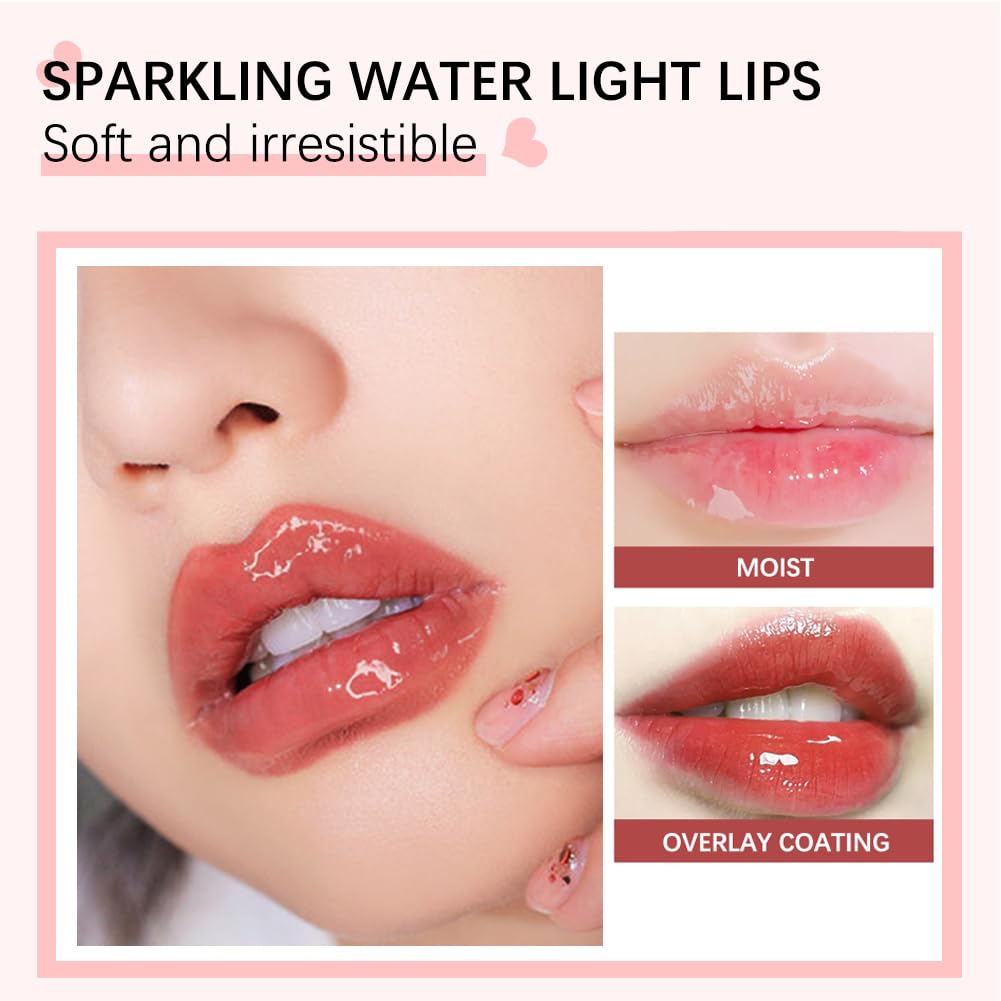 Fovcos Hydrating Lip Glow Oil, Moisturizing Lip Glow Oil, Lip Plumper Gloss, Transparent Lip Gloss, Lip Oil, Plumping Lip Oil, Lip Balm, Tinted Lip Balm Lip Care (Pink)