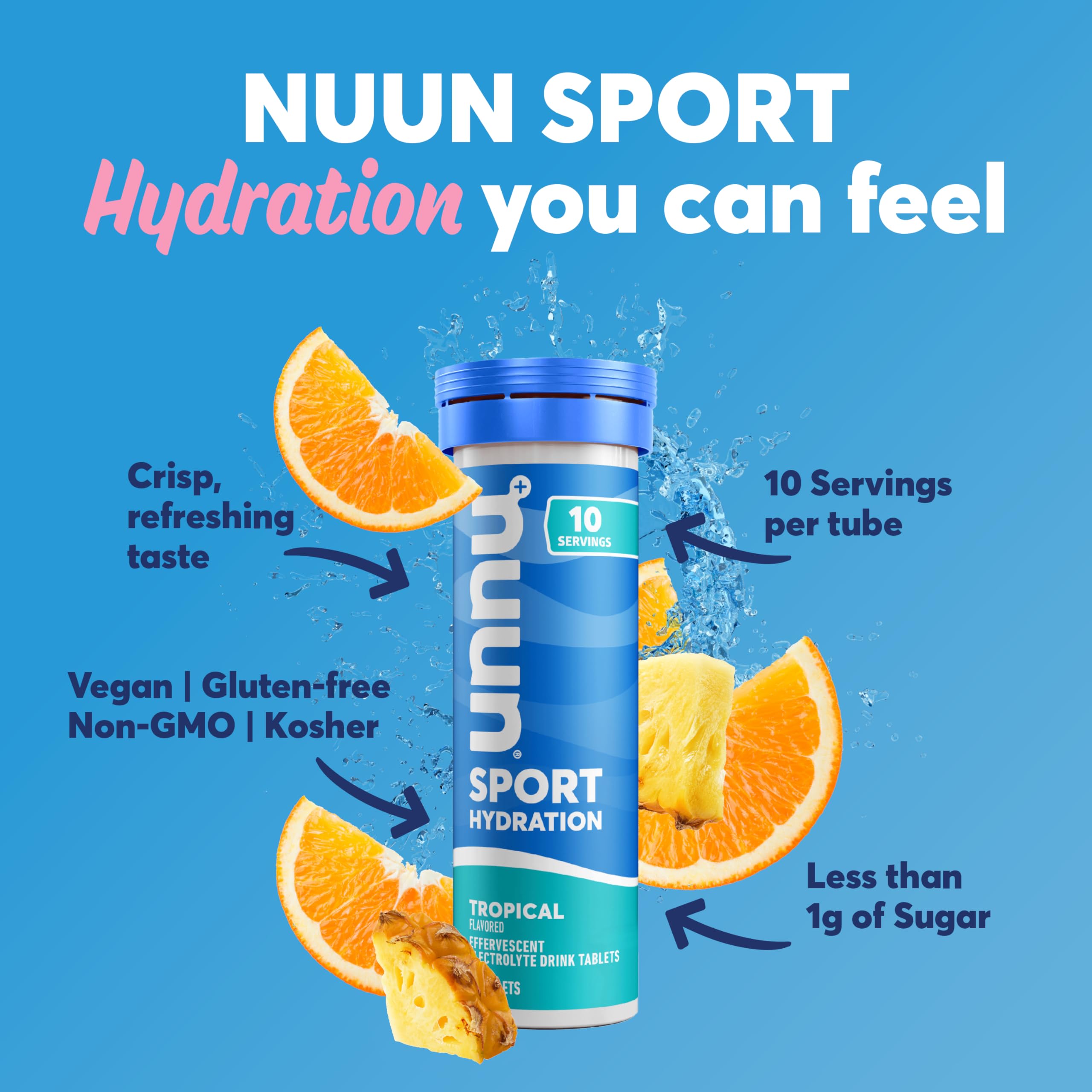 Nuun Sport Electrolyte Tablets for Proactive Hydration, Variety Pack, 6 Pack (60 Servings)