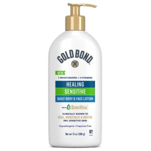 gold bond healing sensitive daily body & face lotion for dry, sensitive skin, 13 oz.