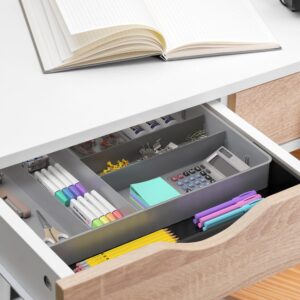 Simple Houseware Kitchen Drawer Flatware Organizer, Black/Gray