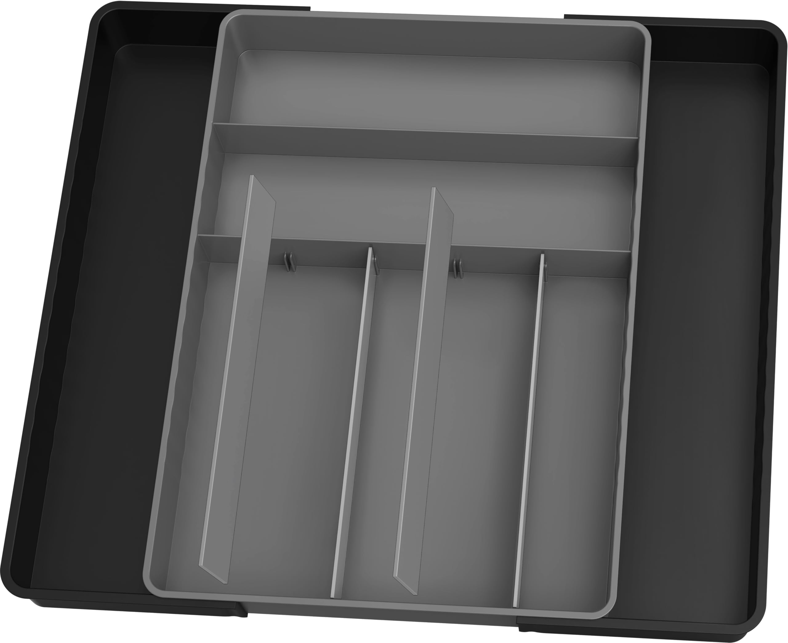 Simple Houseware Kitchen Drawer Flatware Organizer, Black/Gray