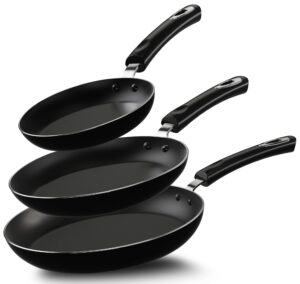 utopia kitchen nonstick frying pan set - 3 piece induction bottom - 8 inches, 9.5 inches and 11 inches - (black)