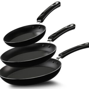 Utopia Kitchen Nonstick Frying Pan Set - 3 Piece Induction Bottom - 8 Inches, 9.5 Inches and 11 Inches - (Black)