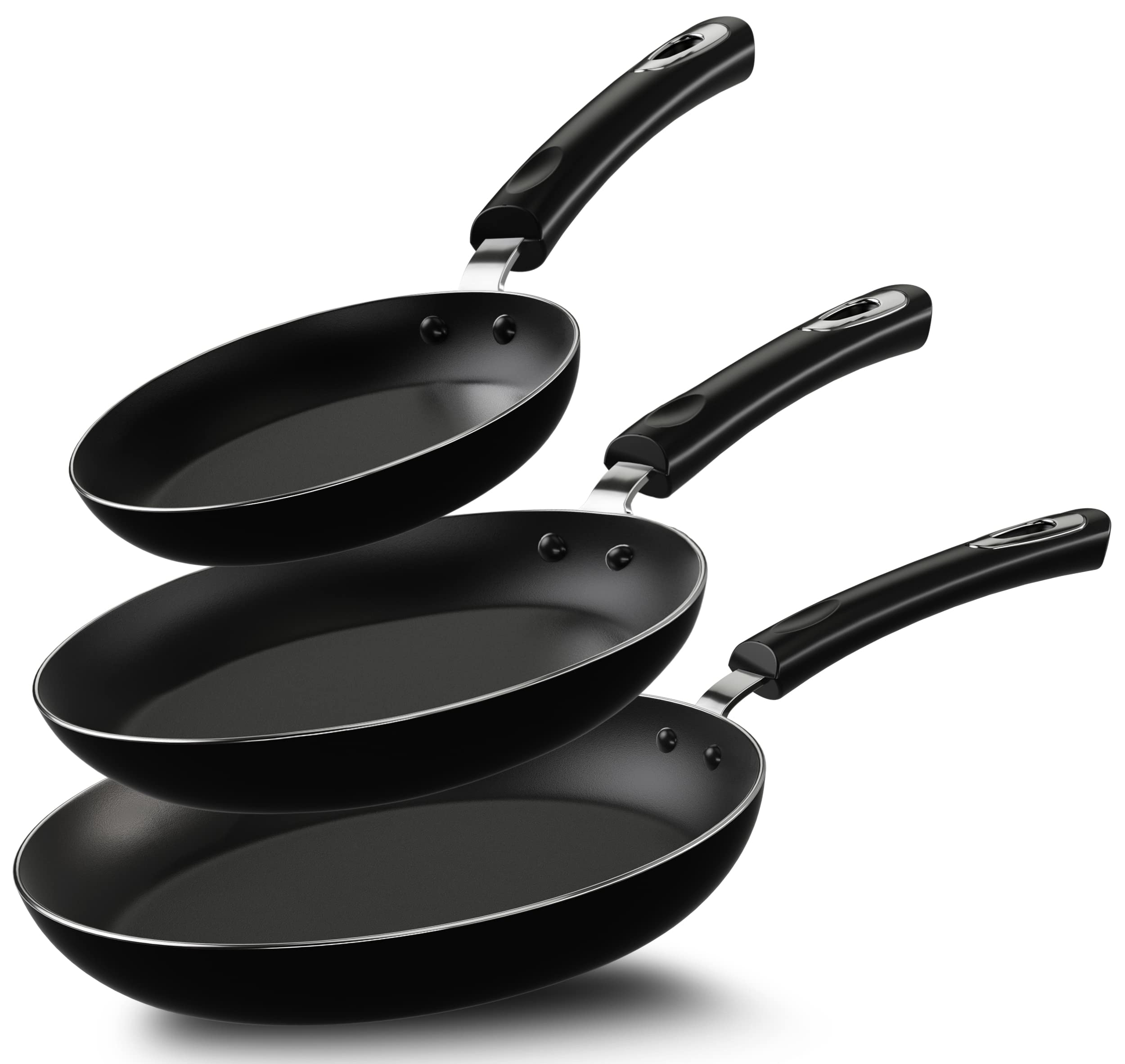 Utopia Kitchen Nonstick Frying Pan Set - 3 Piece Induction Bottom - 8 Inches, 9.5 Inches and 11 Inches - (Black)