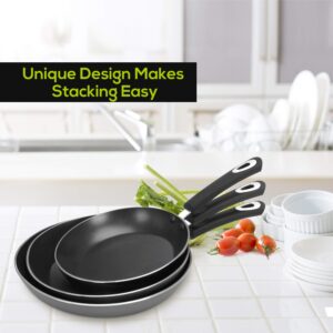 Utopia Kitchen Nonstick Frying Pan Set - 3 Piece Induction Bottom - 8 Inches, 9.5 Inches and 11 Inches - (Black)