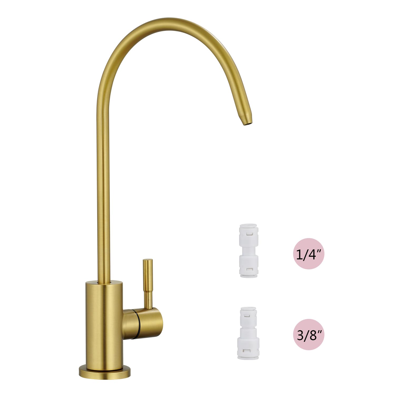 Tohlar Drinking Water Faucet for Kitchen Sink, Gold Filtered Water Faucet Lead-Free Reverse Osmosis Faucet Water Filtration System 304 Stainless Steel, Brushed Gold Finish