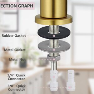 Tohlar Drinking Water Faucet for Kitchen Sink, Gold Filtered Water Faucet Lead-Free Reverse Osmosis Faucet Water Filtration System 304 Stainless Steel, Brushed Gold Finish