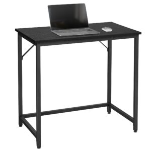 vasagle computer desk, gaming desk, home office desk, for small spaces, 19.7 x 31.5 x 29.5 inches, industrial style, metal frame, black with wood grain ulwd038b56