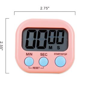 Mithrim Multi-Functional Timer Magnetic Backing, Large Screen Count & Countdown Digital Electronic Timer, Used for kitchen, Study, Sports (Pink)