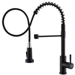 gimili black kitchen faucets with pull down sprayer, single handle spring kitchen faucet, commercial modern rv faucet for kitchen sink, matte black