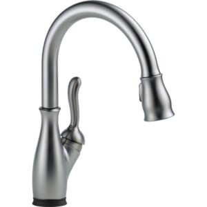 delta faucet leland touch kitchen faucet brushed nickel, kitchen faucets with pull down sprayer, kitchen sink faucet, touch faucet for kitchen sink, touch2o technology, arctic stainless 9178t-ar-dst