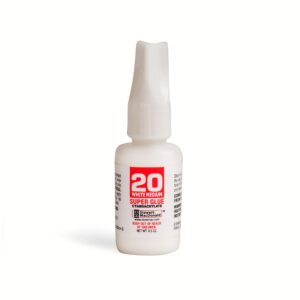 stewmac tinted super glue, white, 0.5 oz.